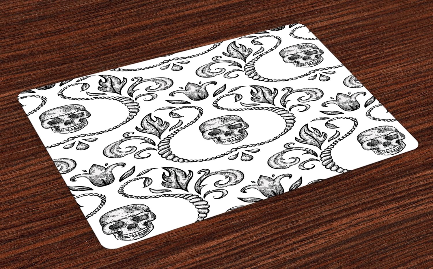 Amazon.com: Lunarable Gothic Place Mats Set of 4, Ornament with Skull ...