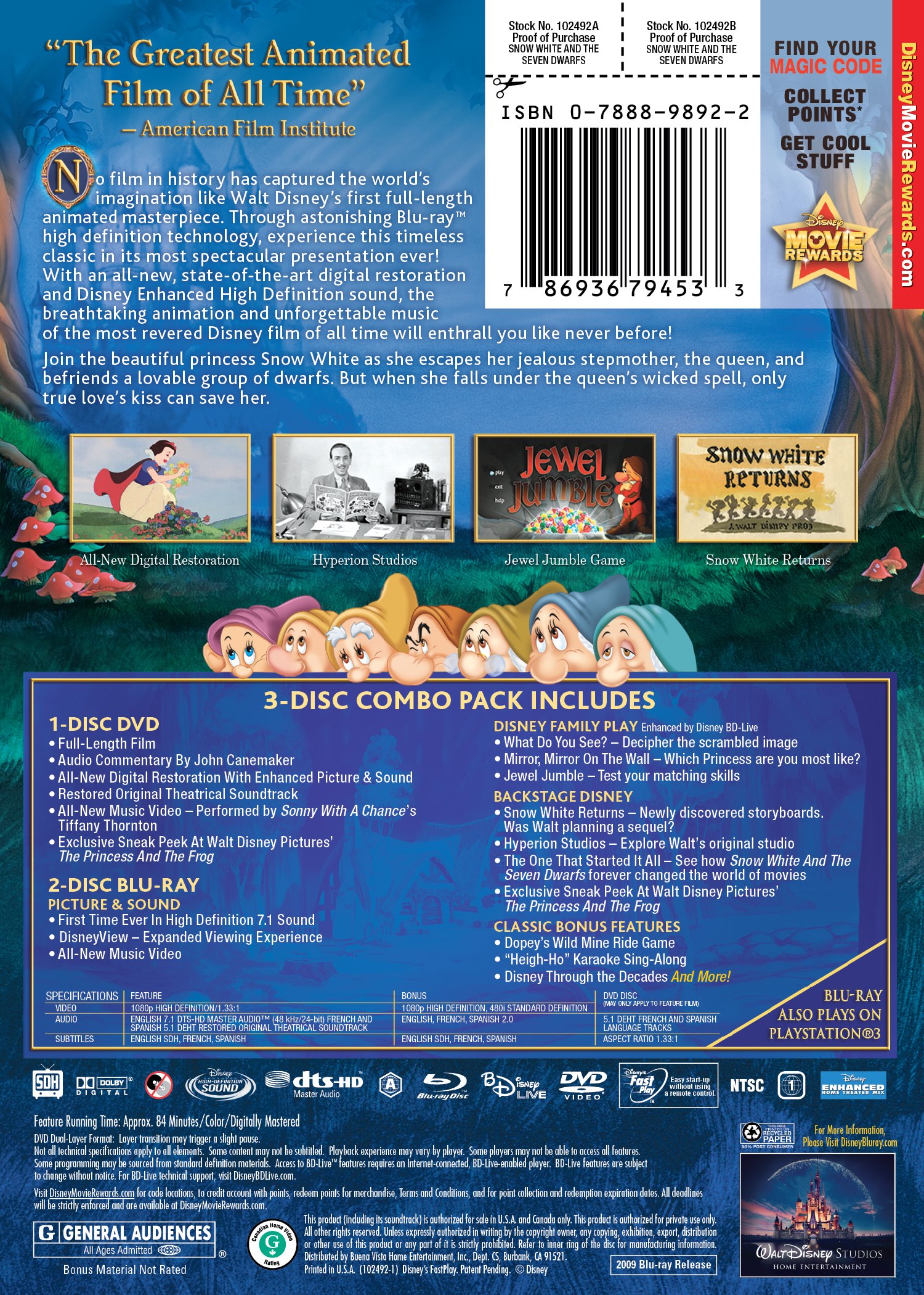 Mua Snow White and the Seven Dwarfs (Three-Disc Blu-ray/DVD Combo + BD ...