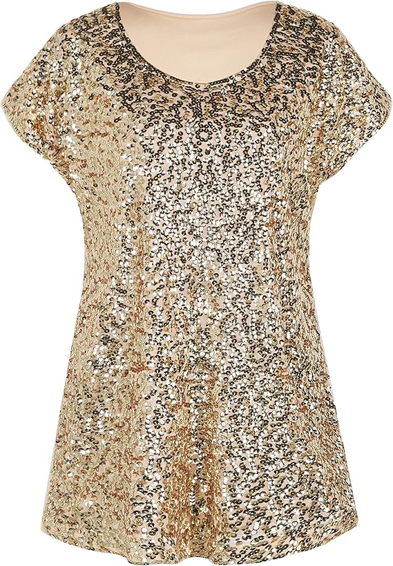 PrettyGuide Women's Sequin Top Shimmer Glitter Loose Bat Sleeve Party ...