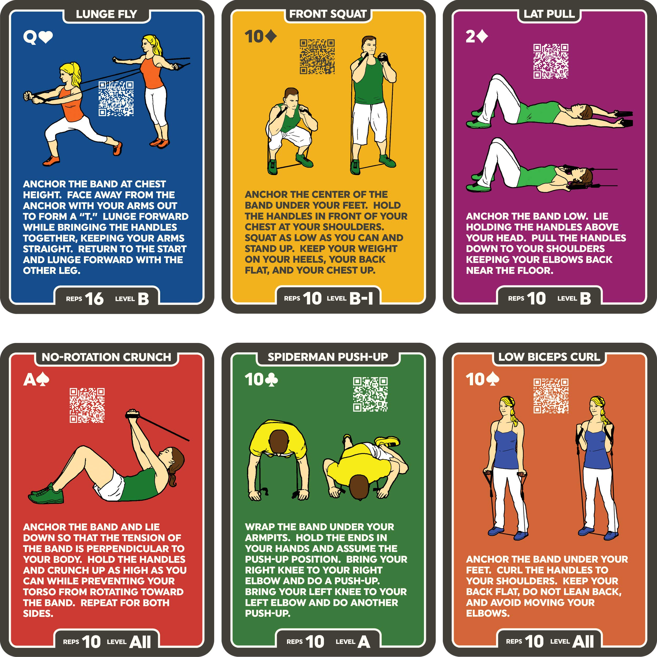 Stack 52 Resistance Band Exercise Cards. Exercise Band Workout Playing Card Game. Video ...