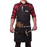ZIOZERTT Waxed Canvas Work Apron, Heavy Duty Tool Apron for Men & Women with Hanging Loop ...