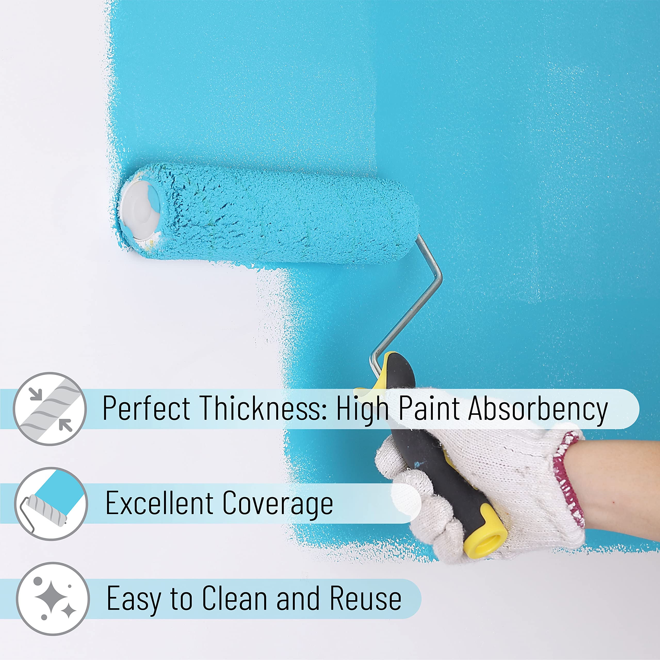 Bates - Paint Roller, 9 Inch, Roller Frame With 2 Covers, Roller Naps 9 ...