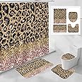 Amazon.com: Litabel 4 Pcs Rosegold Leopard Print Shower Curtain Set ...