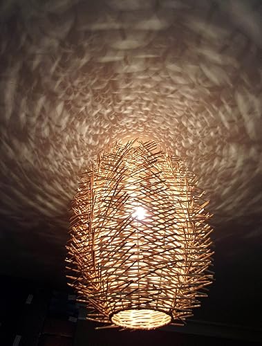 Unusual Hand Made Birds Nest Ceiling Lamp Shade - Oval Twisted Rattan ...