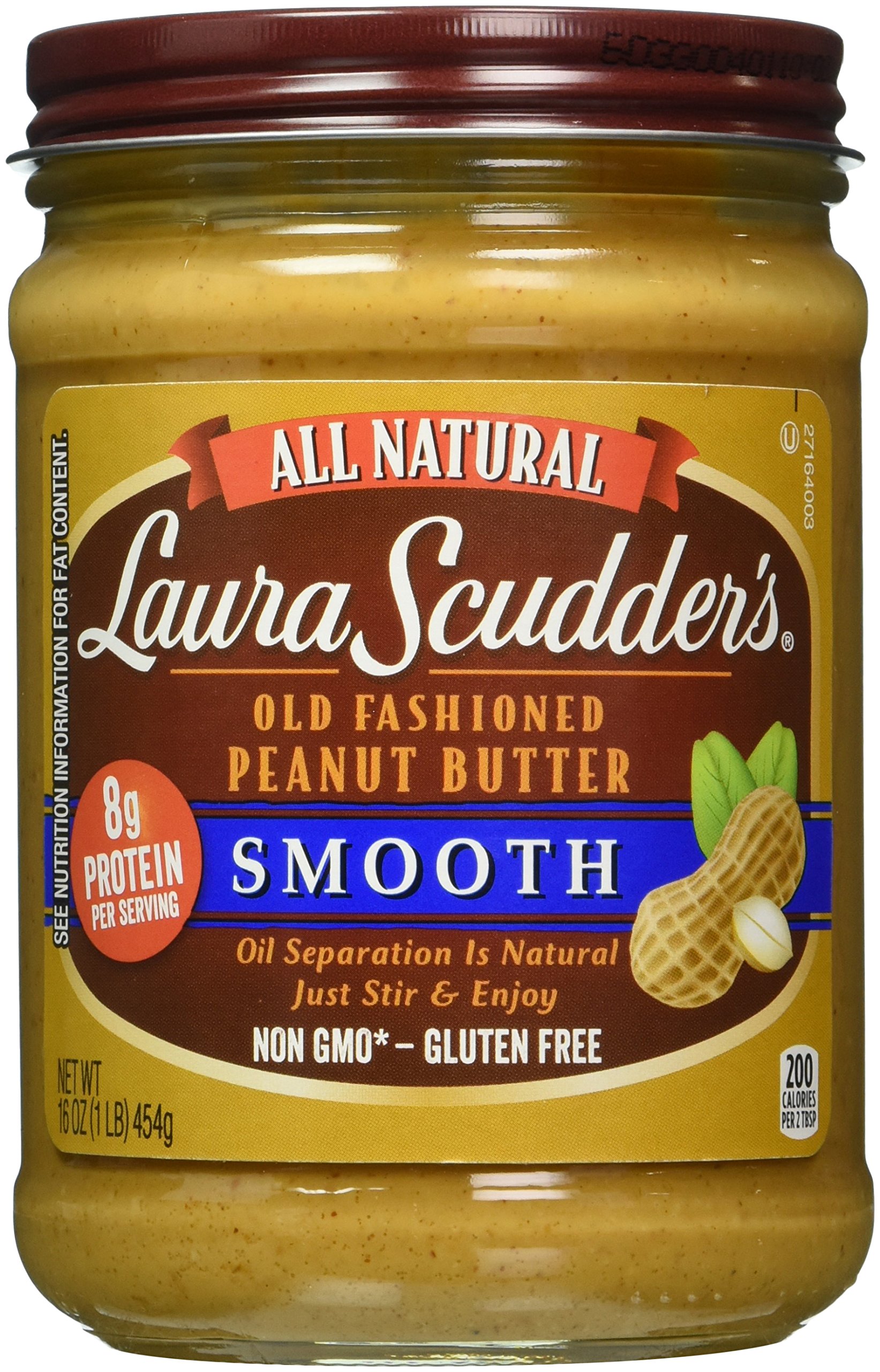Amazon.com : Laura Scudder's Old Fashioned Nutty Peanut Butter, 16 ...