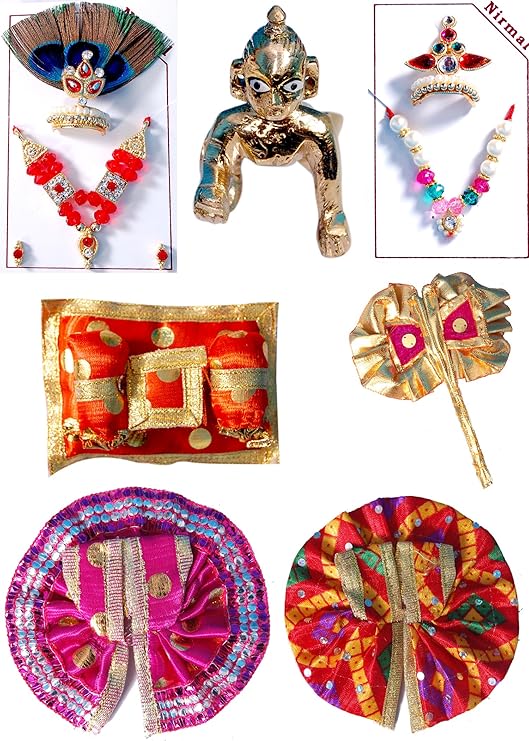Buy Nirmal Mukut Shringar Ladoo Gopal Shringar Set (Multicolour) Online ...