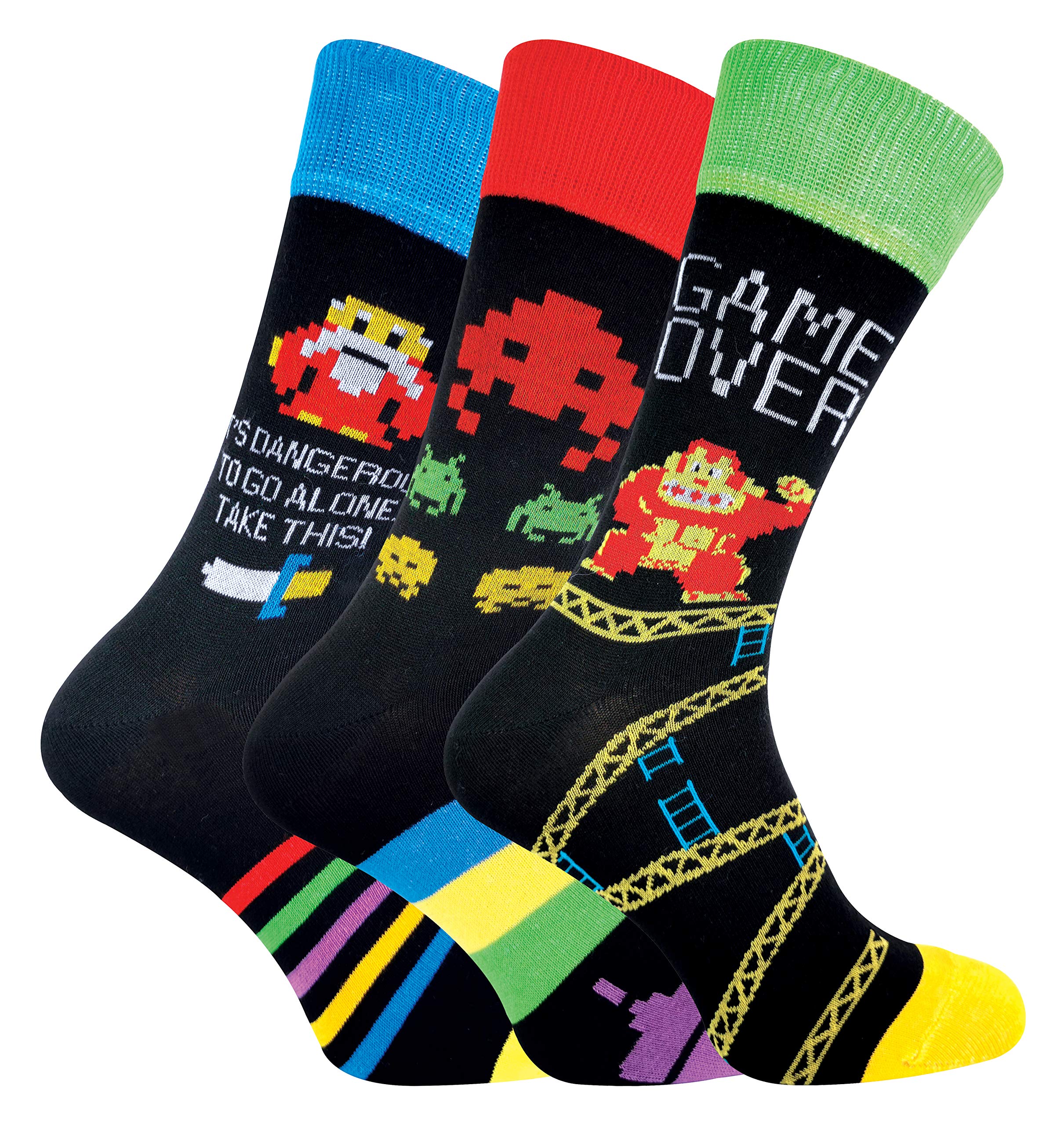 Buy Mens Retro Gaming Funky Novelty Video Game Socks 6-11 | 3 Pairs ...