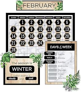 Amazon.com : Schoolgirl Style Simply Boho Calendar Bulletin Board Set ...