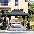 Amazon.com : SHPAI 12’ x 12’ Hardtop Gazebo, Outdoor Aluminum Gazebo with Galvanized Steel ...