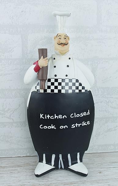 Tall Chef Statue Figurine Home Decor Kitchen Ornaments Humour Plaque ...