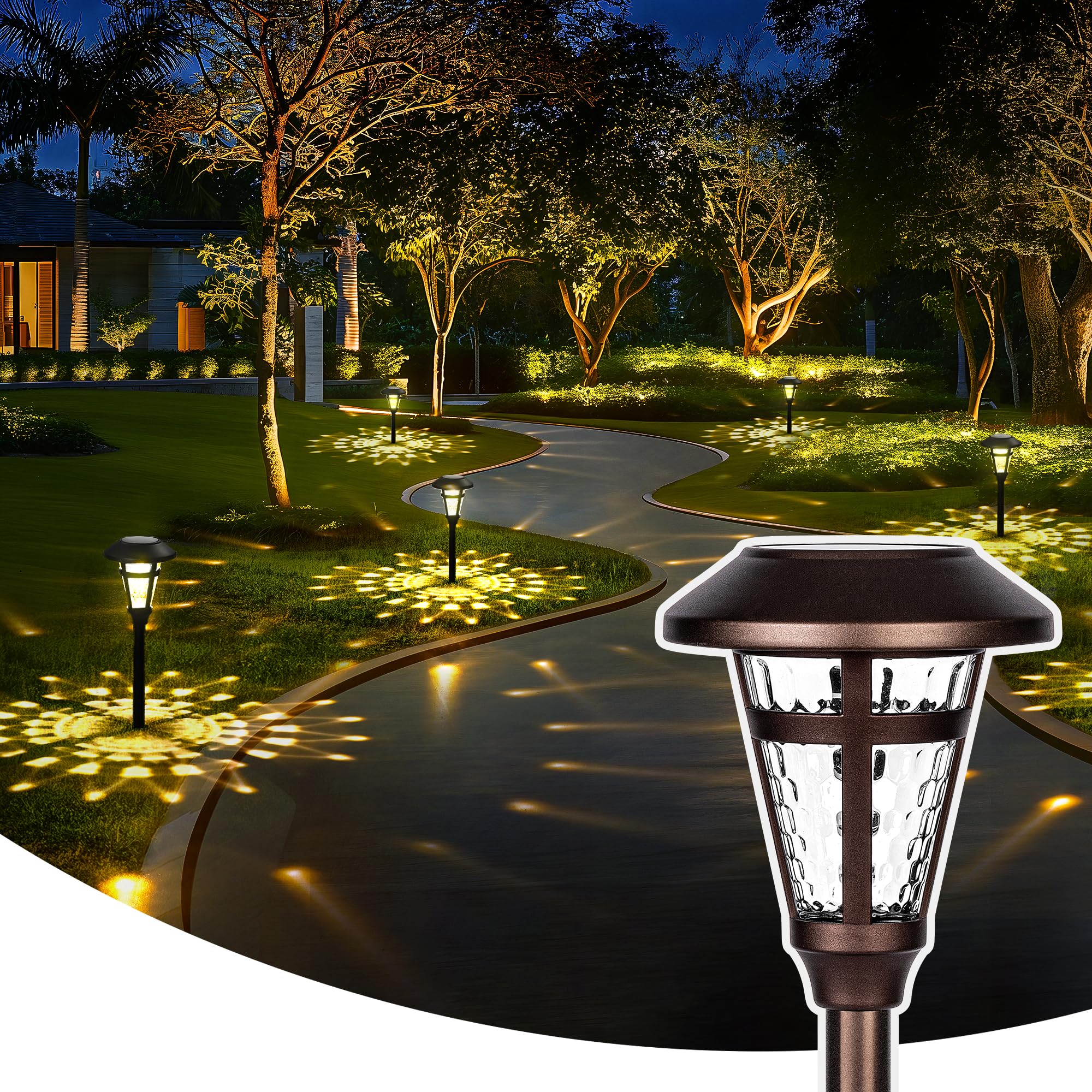 Solpex Solar Pathway Lights Outdoor,6 Pack Solar Garden Lights, Bronze ...