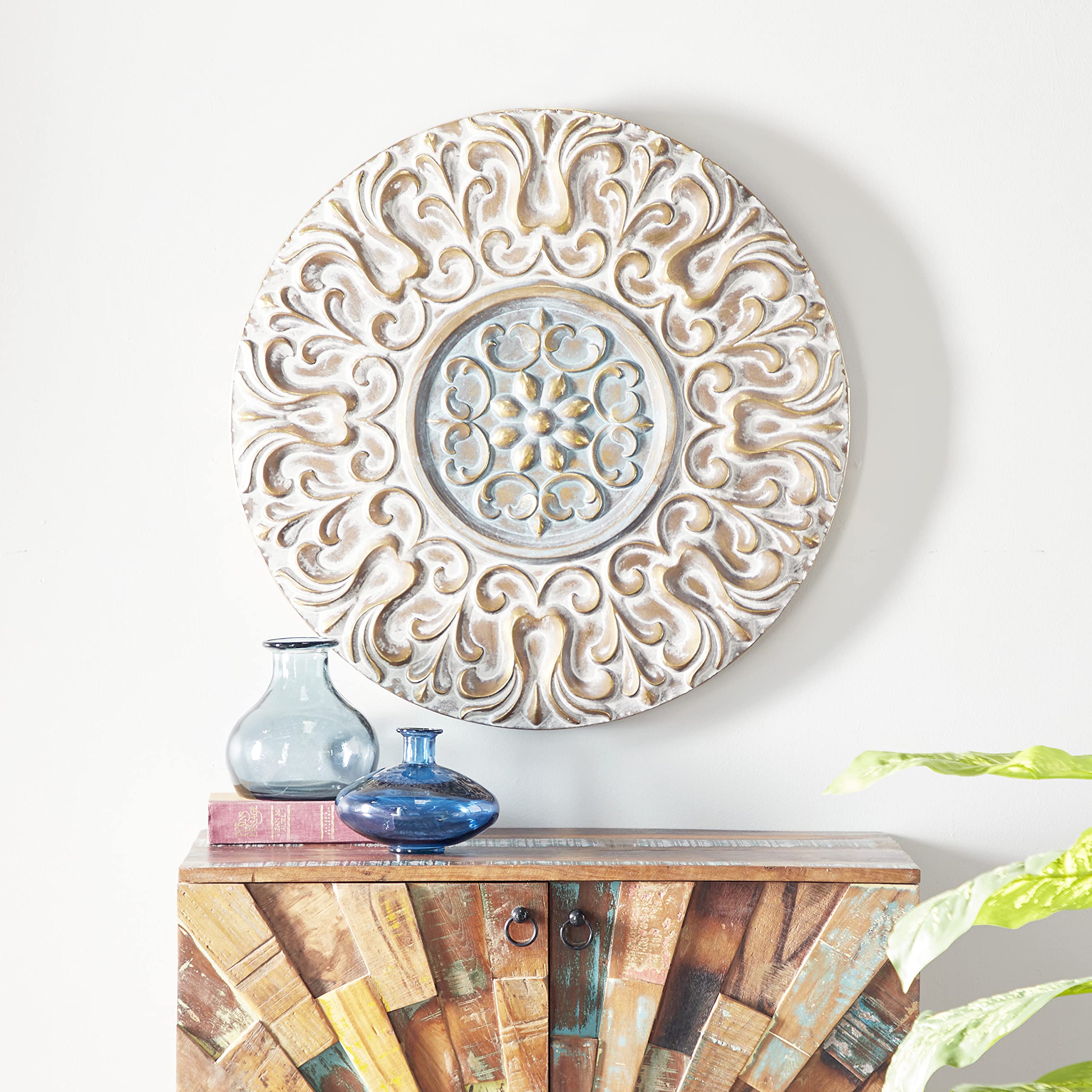 Deco 79 Metal Plate Home Wall Decor Wall Sculpture with Embossed ...