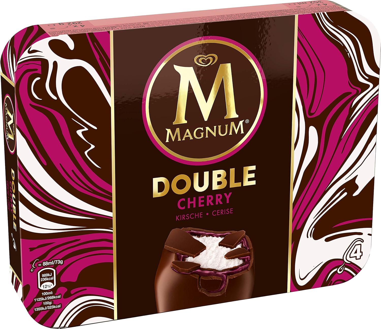 Magnum Double Cherry Familienpackung Eis 4 x 88 ml, 352 ml ...
