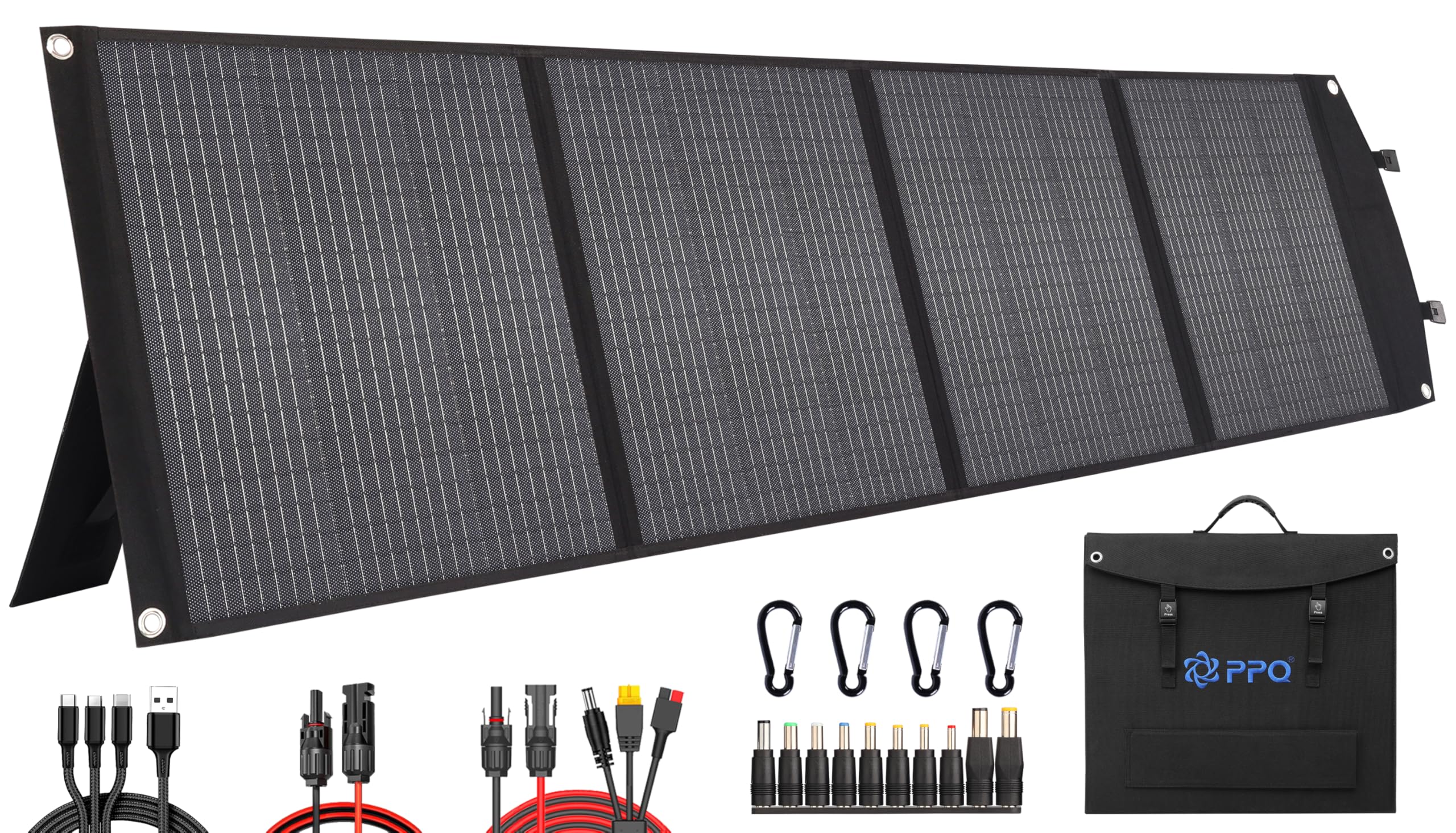 PPQ 200W Portable Solar Panel Kit 18V/12A,14lb Foldable Briefcase Solar ...