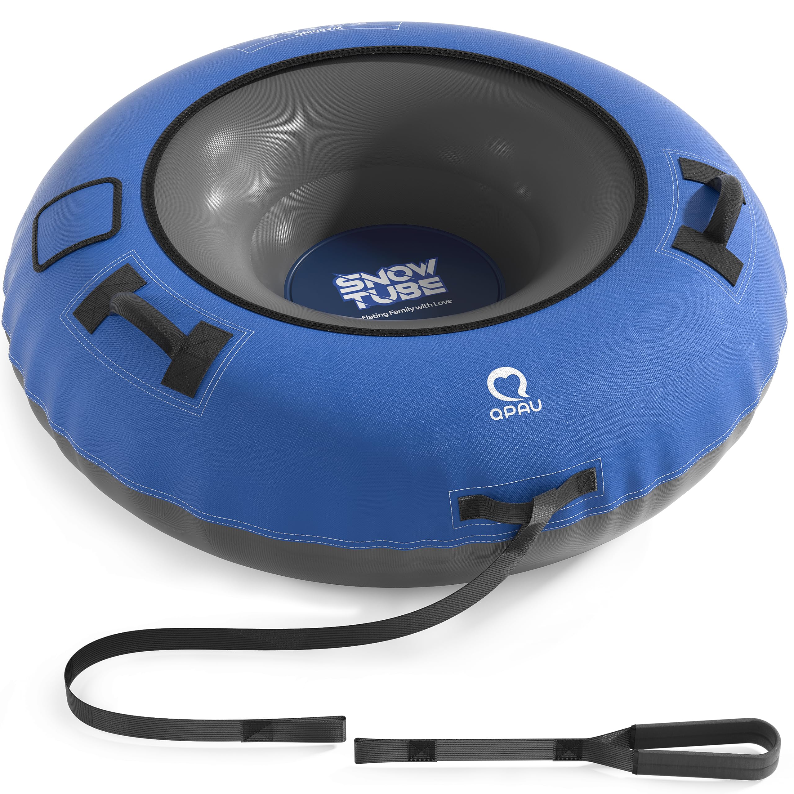 QPAU Snow Tube with Premium Canvas Cover for Kids and Adults, 48'' Inflatable Heavy Duty Snow ...