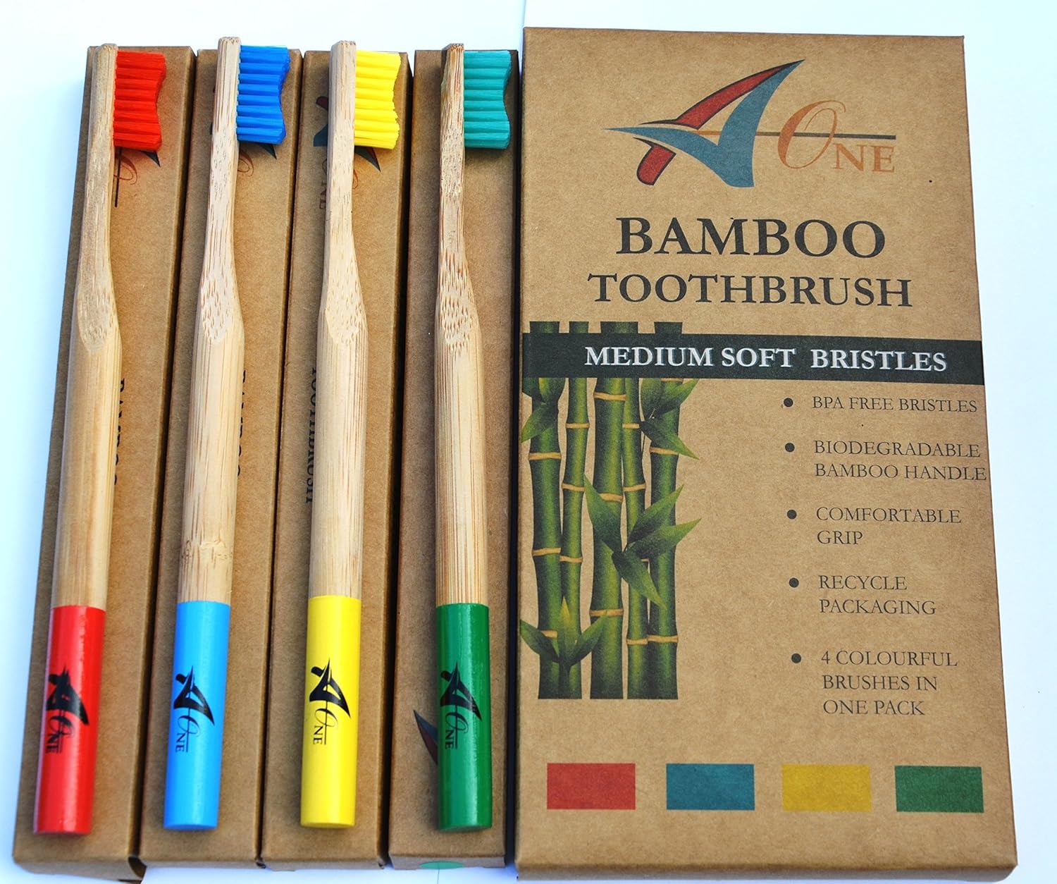 Premium Bamboo Rainbow Toothbrushes | Beautifully Crafted with Medium ...