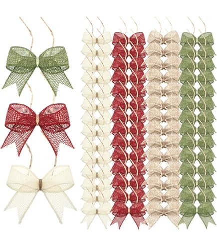 Christmas Fabric Bows 36 Pcs Christmas Burlap Bows — 3 Inch Small ...