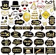 Amazon.com: 40th Birthday Party Favor Stickers - Gold and Black (Set of ...
