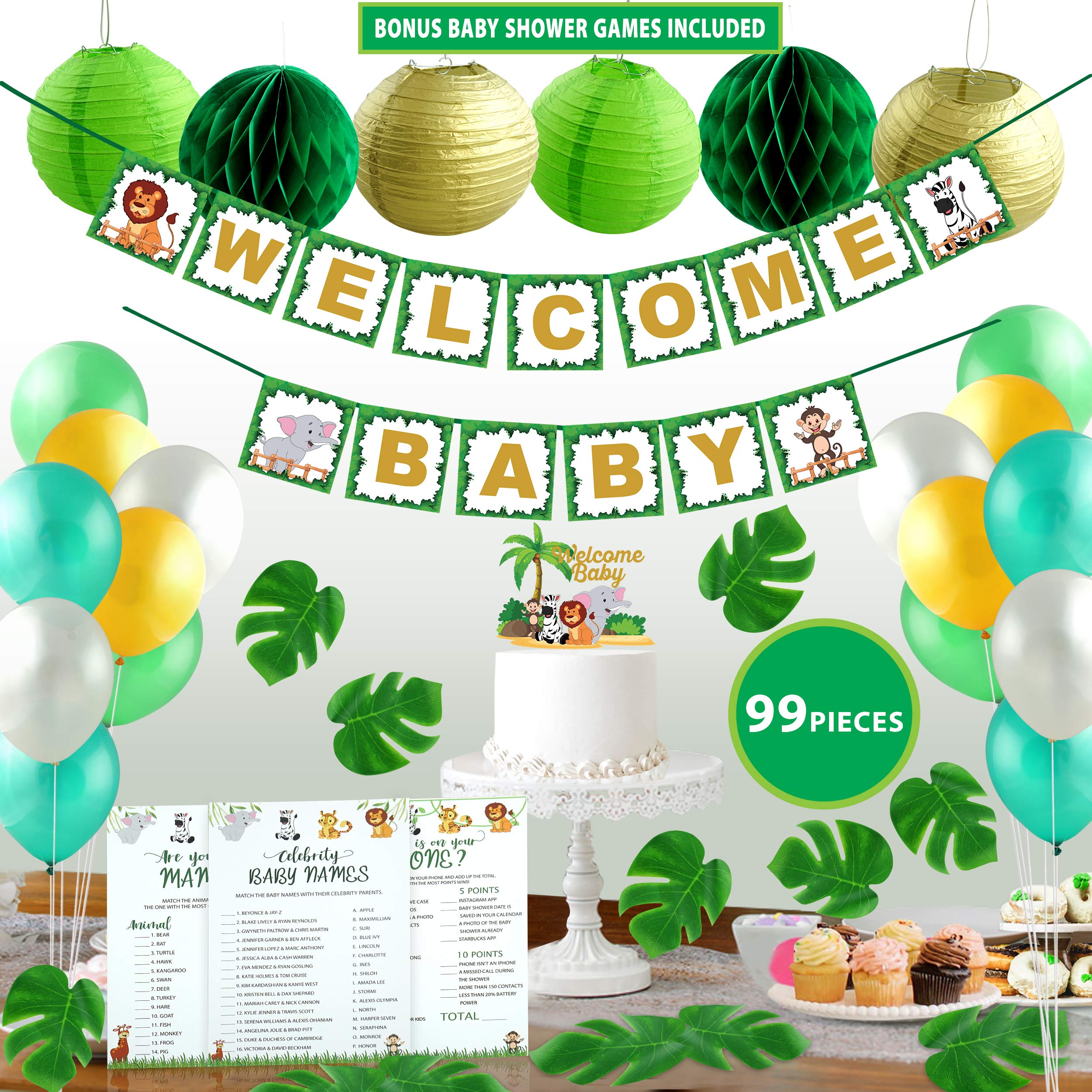 Jungle Theme Safari Gender Neutral Baby Shower Decorations with Bonus ...