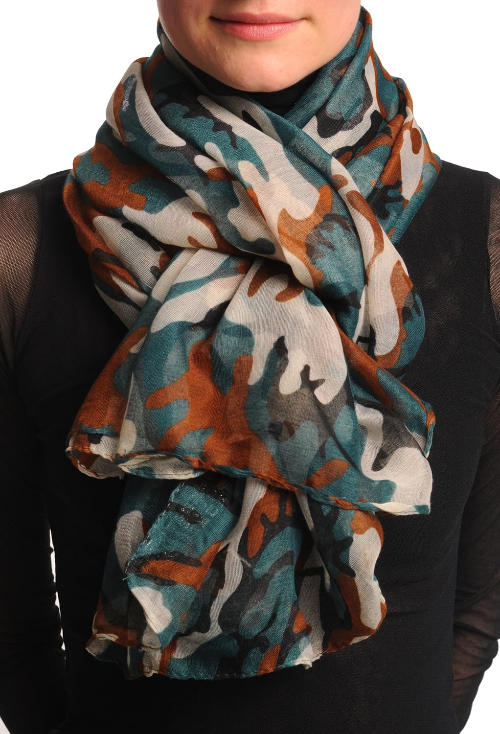 Green, White & Brown Camouflage Unisex Scarf & Beach Sarong ...