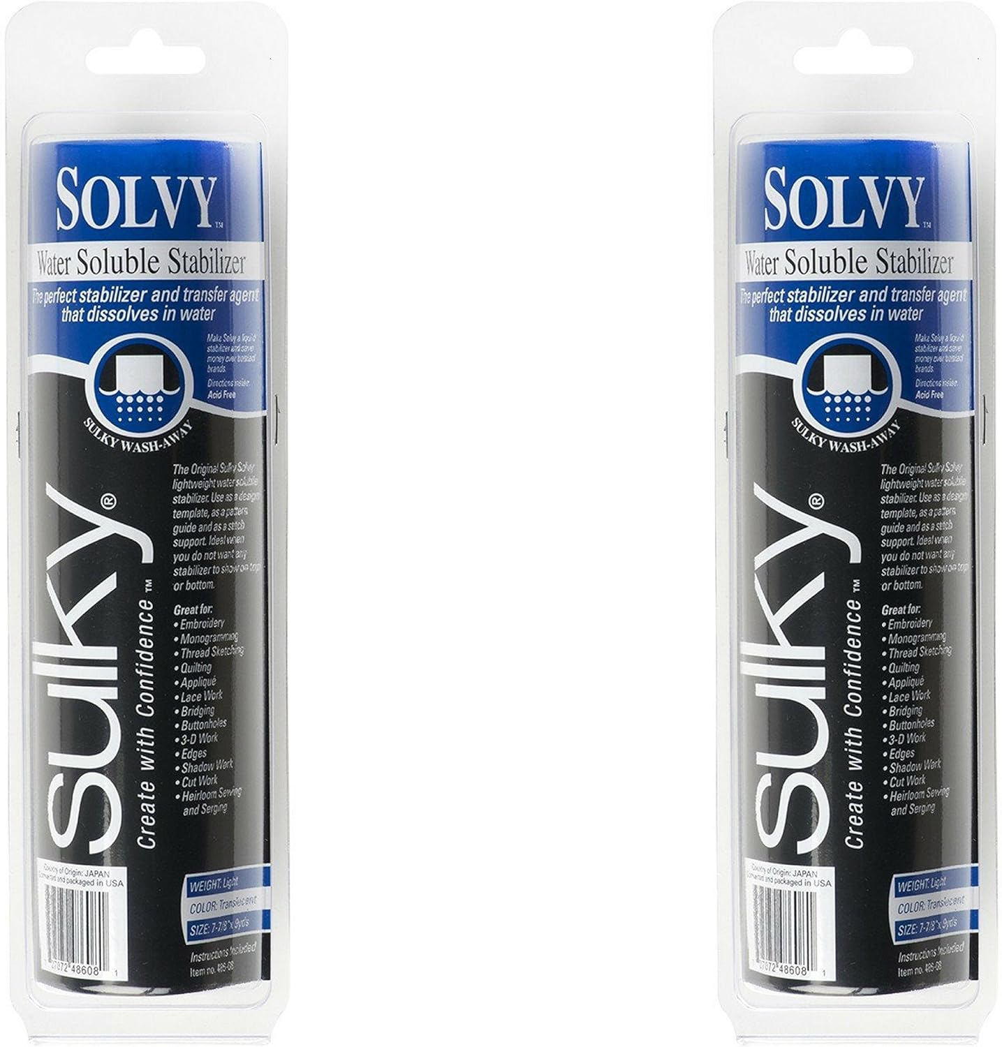 Amazon.com: Sulky 12-Inch by 9-Yard Solvy Water Soluble Stabilizer Roll ...