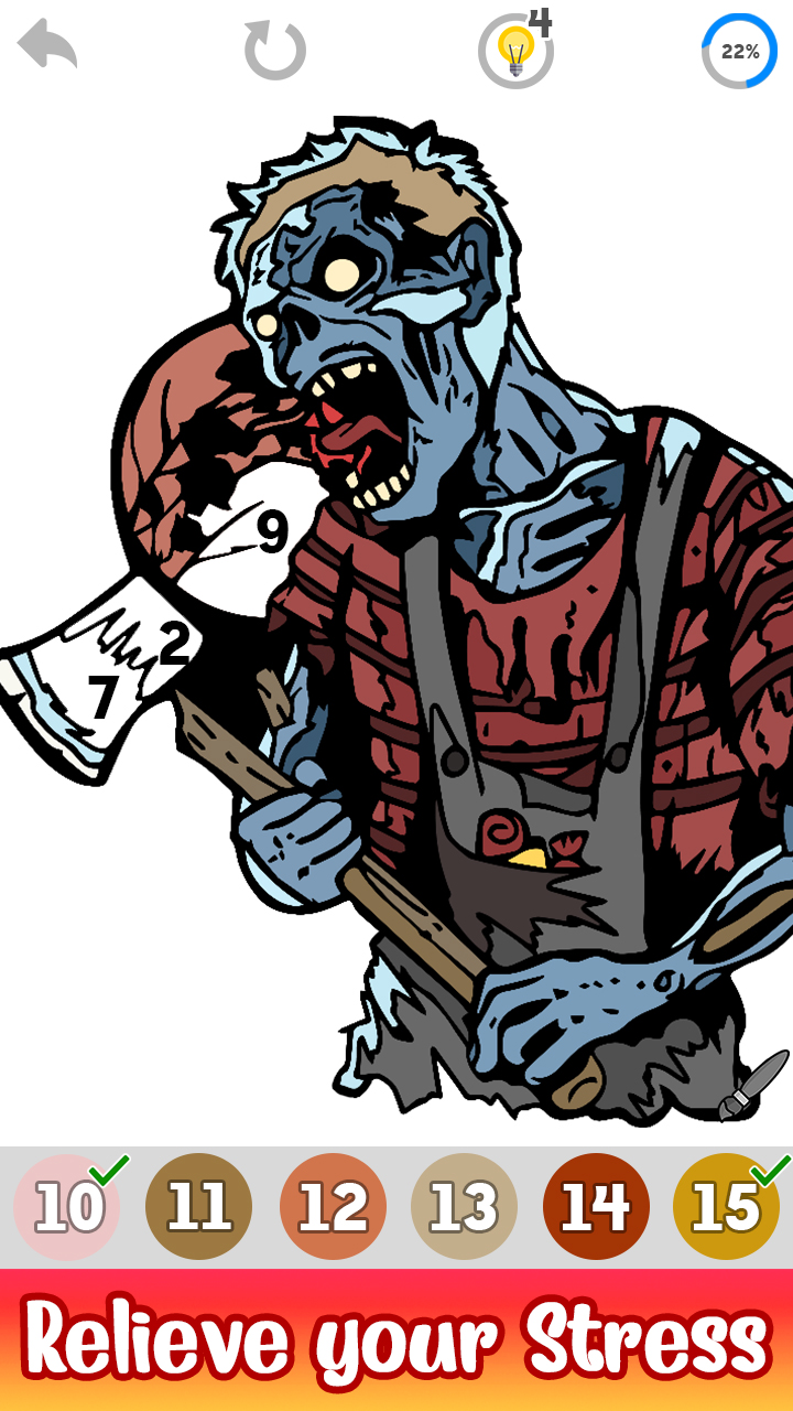 Zombies Color by Number Book - Grownups Paint + Glitter + Crayon + Oil ...