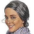 Amazon.com: Skeleteen Old Lady Costume Set - Grey Granny Wig and Fake ...