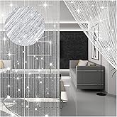 Amazon.com: WILLBOND 4 Pieces String Curtains Glitter Fringe Curtains ...