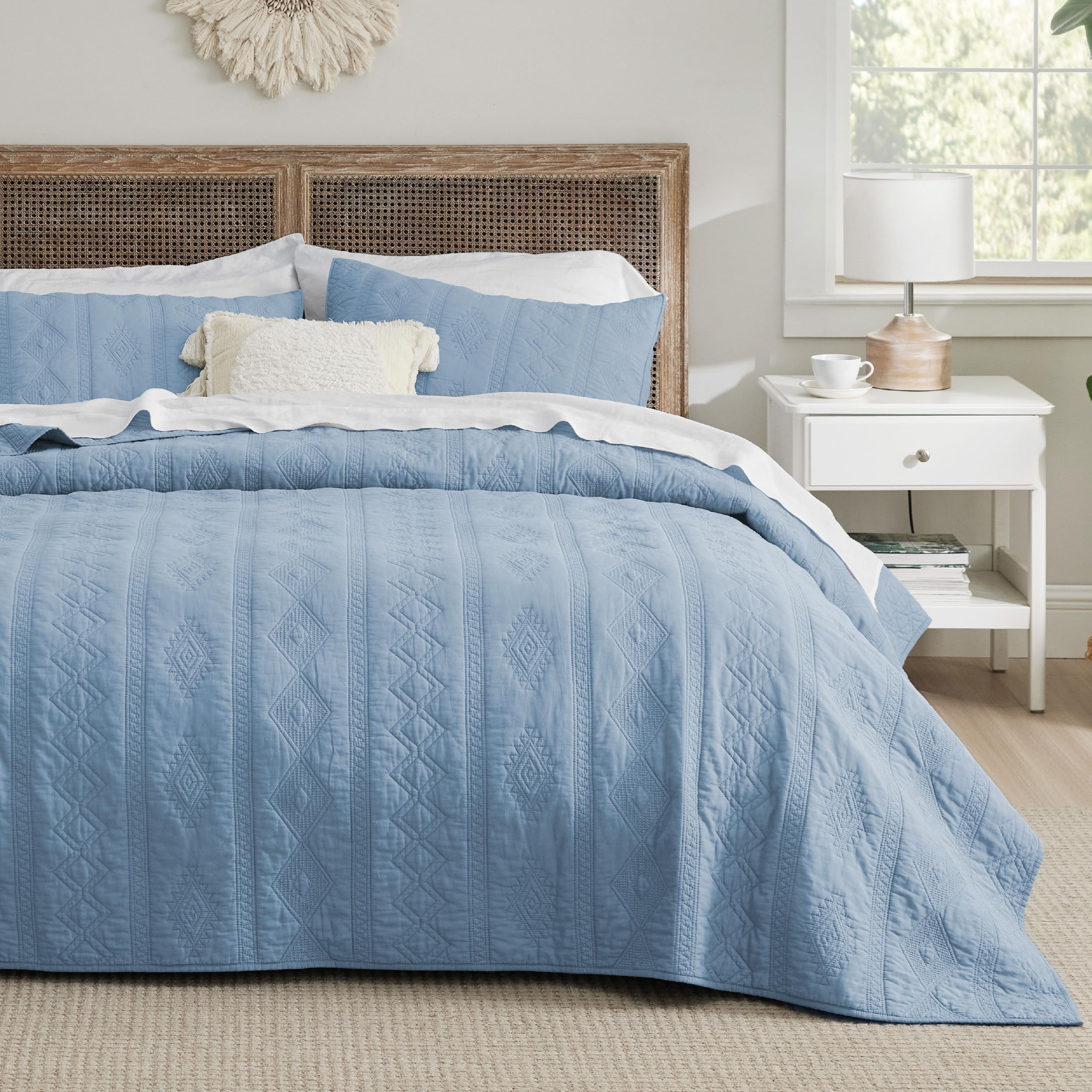 Bedsure 100% Cotton Quilt Set - Lightweight King Bedspread, Mineral ...