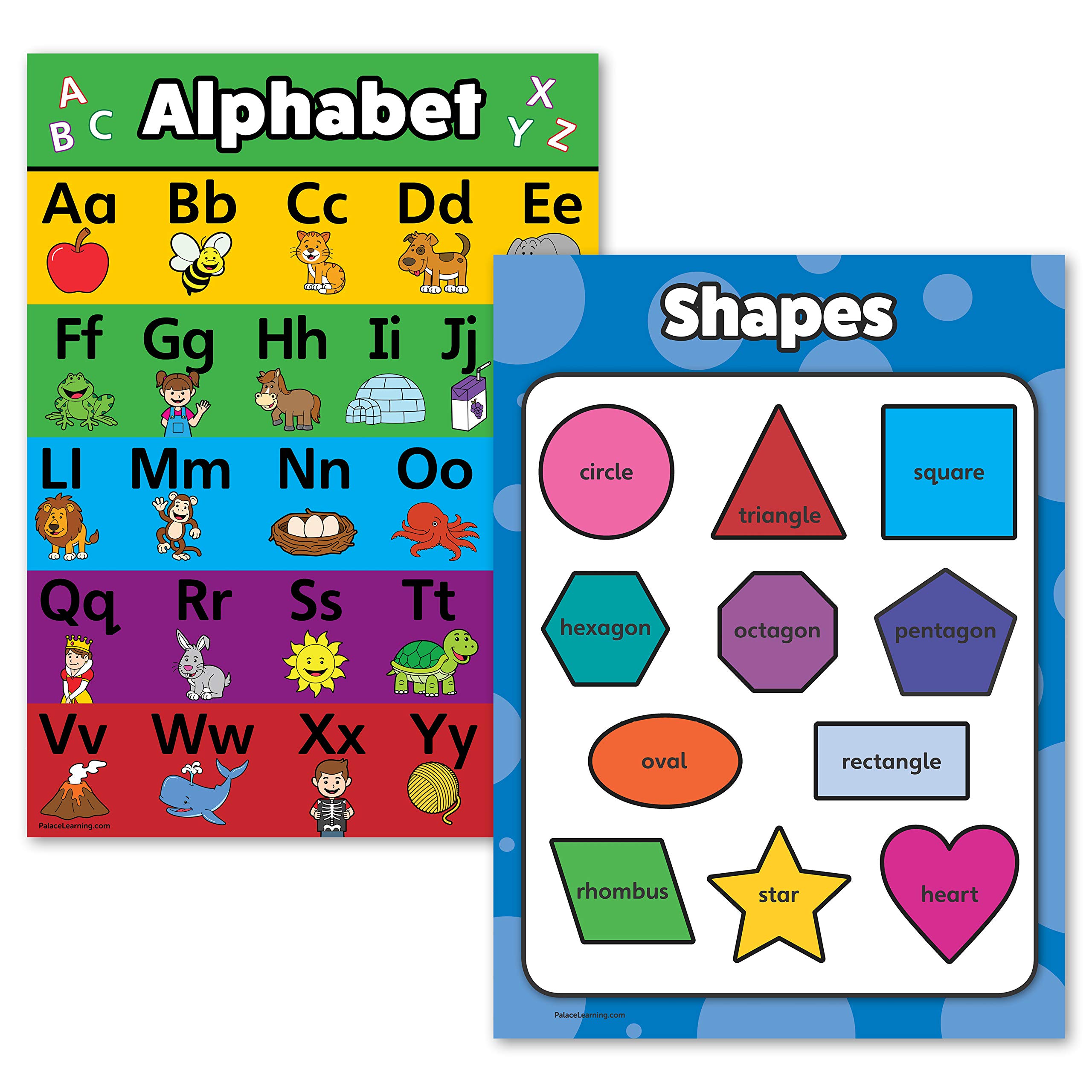 Buy 2 Pack - ABC Alphabet & Shapes Set (Laminated, 18" x 24") Online at ...