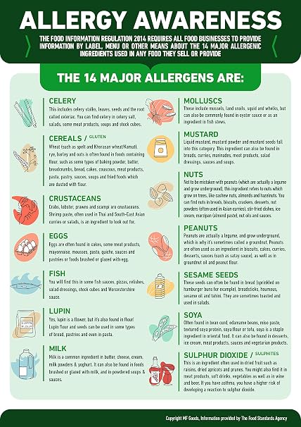 MF Goods Food Allergy Awareness Sign Poster A4 LAMINATED Shop MF Goods Food Allergy Awareness Sign Poster A4 LAMINATED Shop