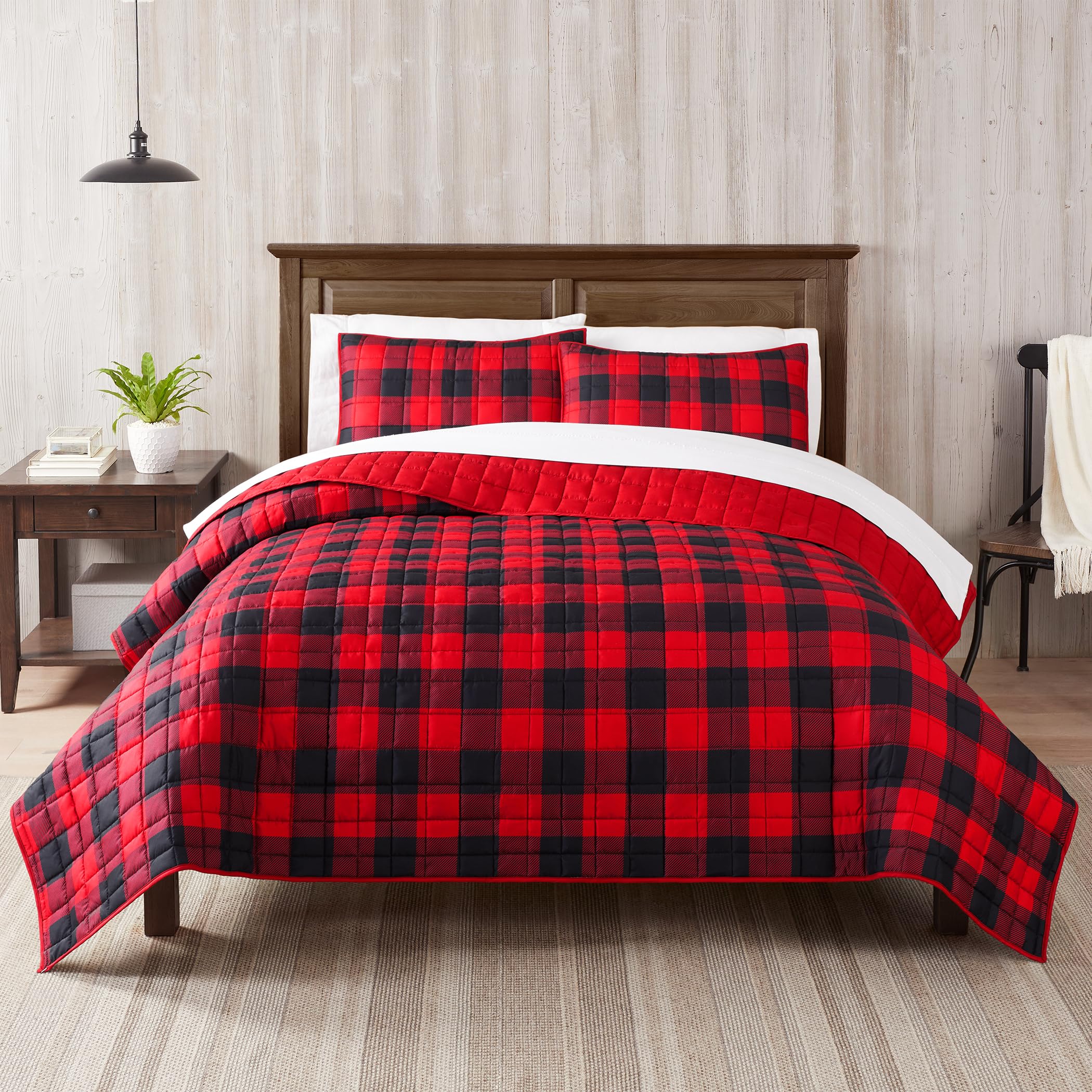 Serta Simply Comfort Alex Soft Modern 3 Piece Buffalo Check Plaid ...
