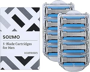 Amazon.com: Amazon Brand - Solimo 5-Blade Razor Refills for Men with ...