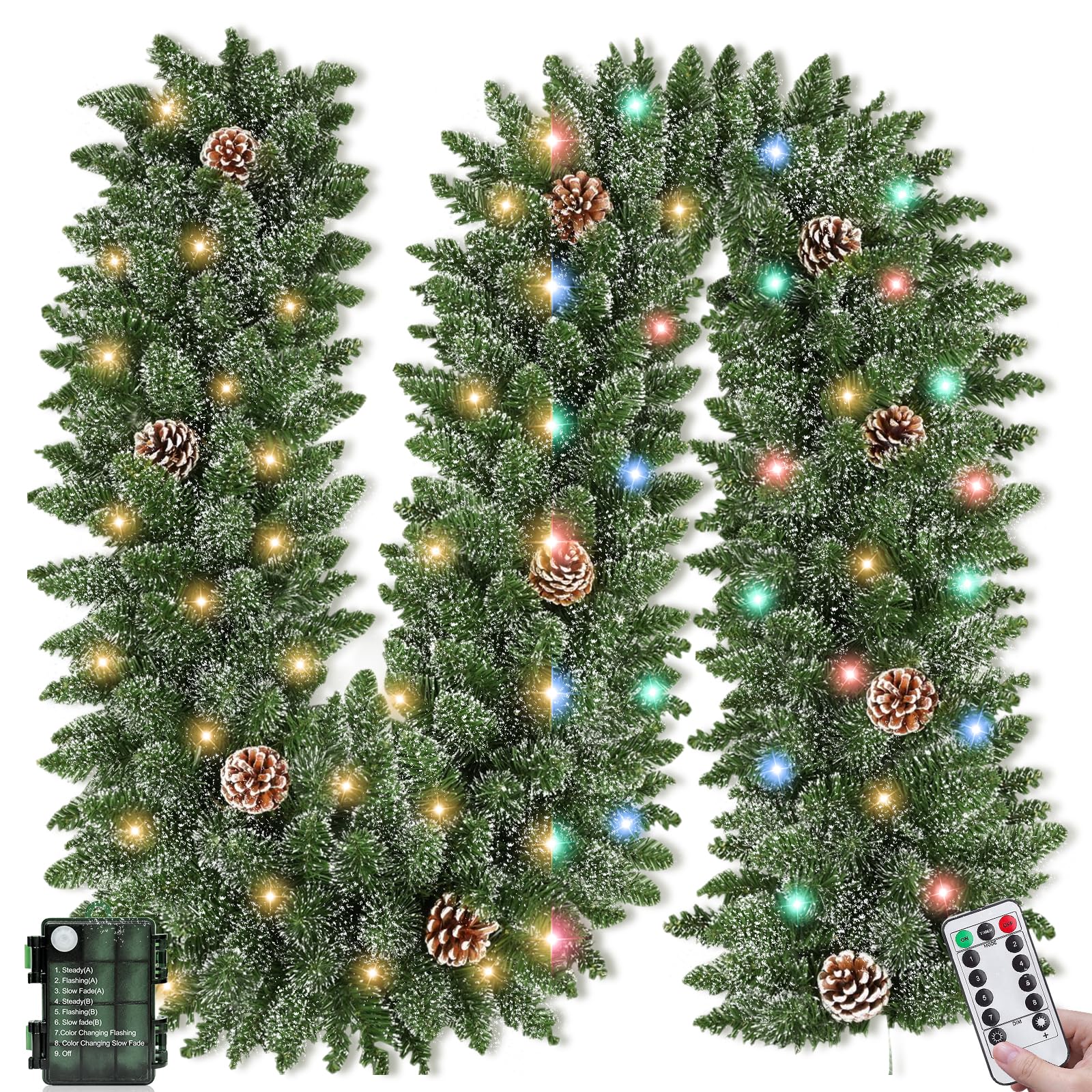 Remote Control-9 Ft by 12 Inch Super Thick Prelit Snowy Christmas ...