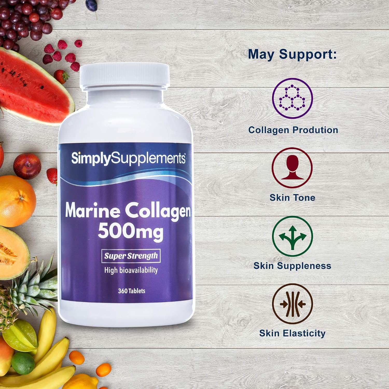 Marine Collagen Tablets 500mg | 360 Tablets | Manufactured in The UK ...