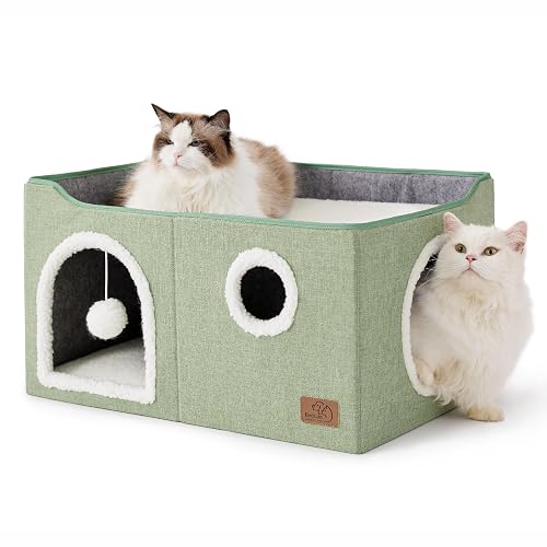 Bedsure Large Cat Beds for Indoor Cats - Extra Wide Cat Cube House for ...