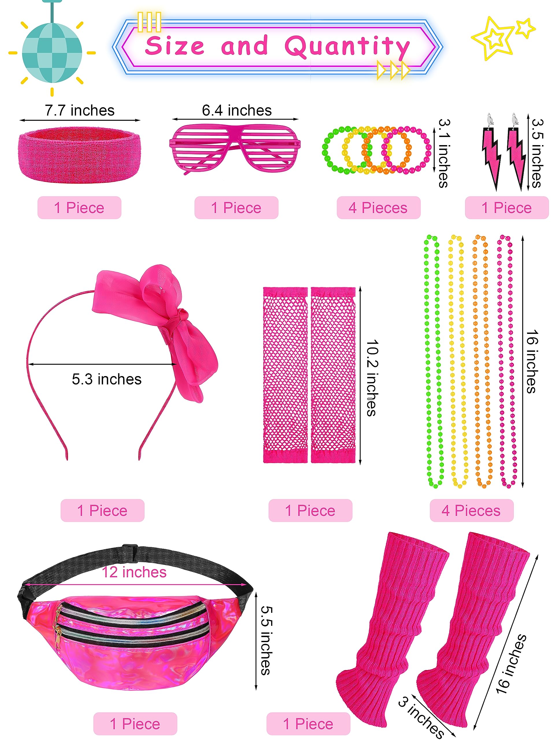 Mua AOTHSO 18 Pieces Girls 80s Costume Accessories Set Halloween ...