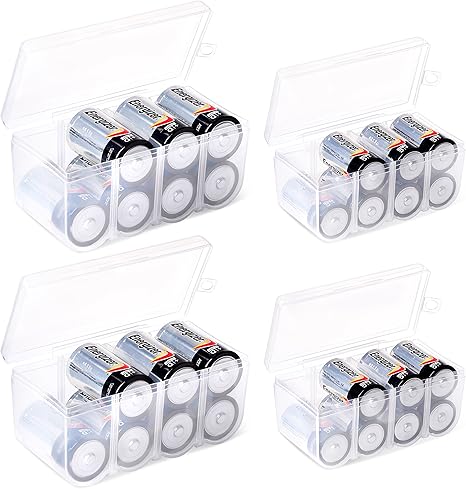 GlossyEnd Set of 4 - Two C and Two D Battery Storage Box, Battery ...