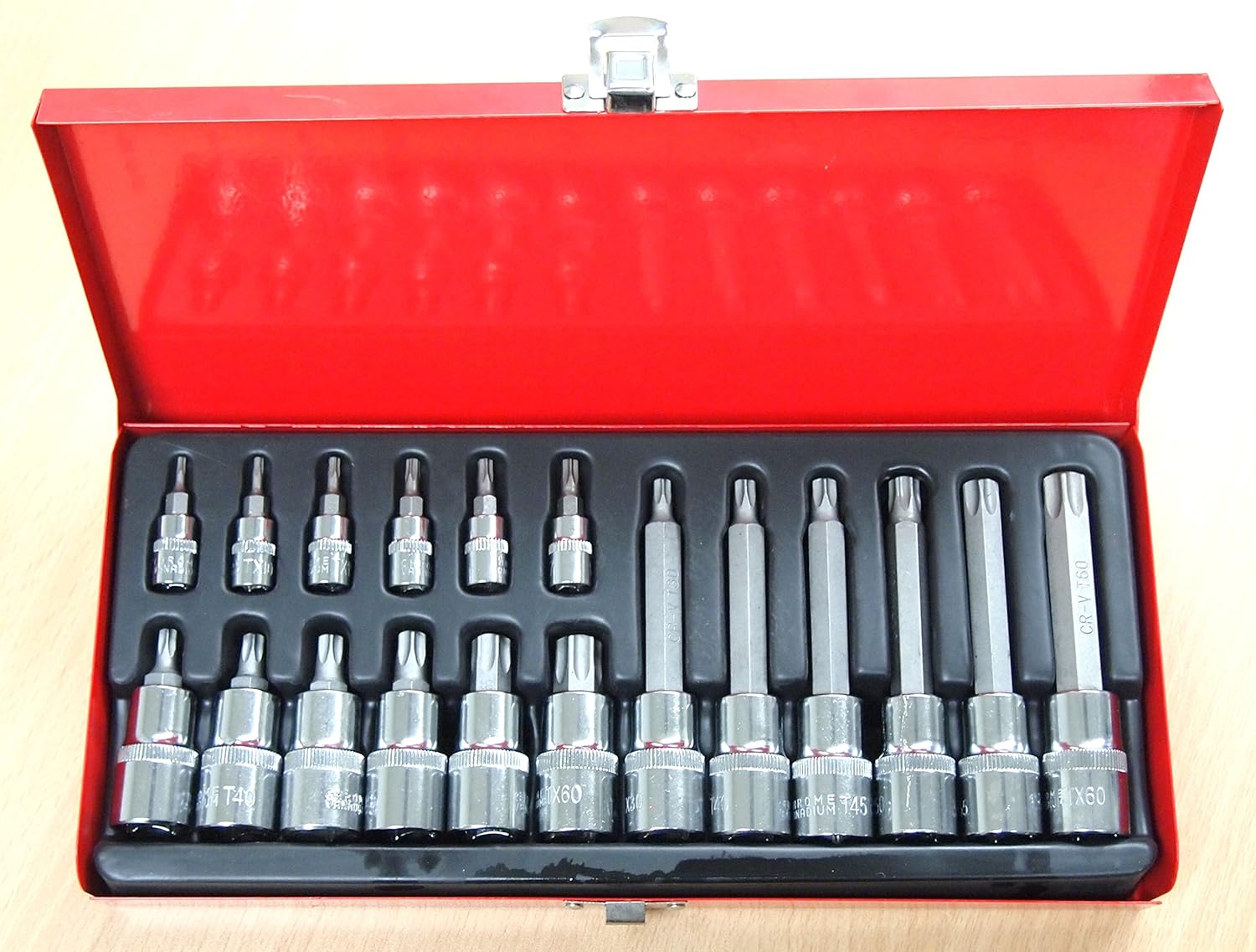 Amazon.com: 18 pcs Torx Star Bit Socket Driver Tool Set 1/2" & 1/4" Dr ...