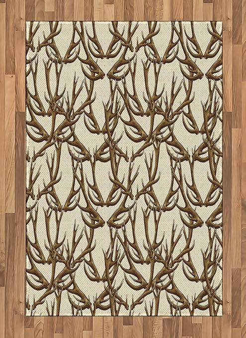 Amazon.com: Lunarable Antlers Area Rug, Deer Antlers on Dotted ...