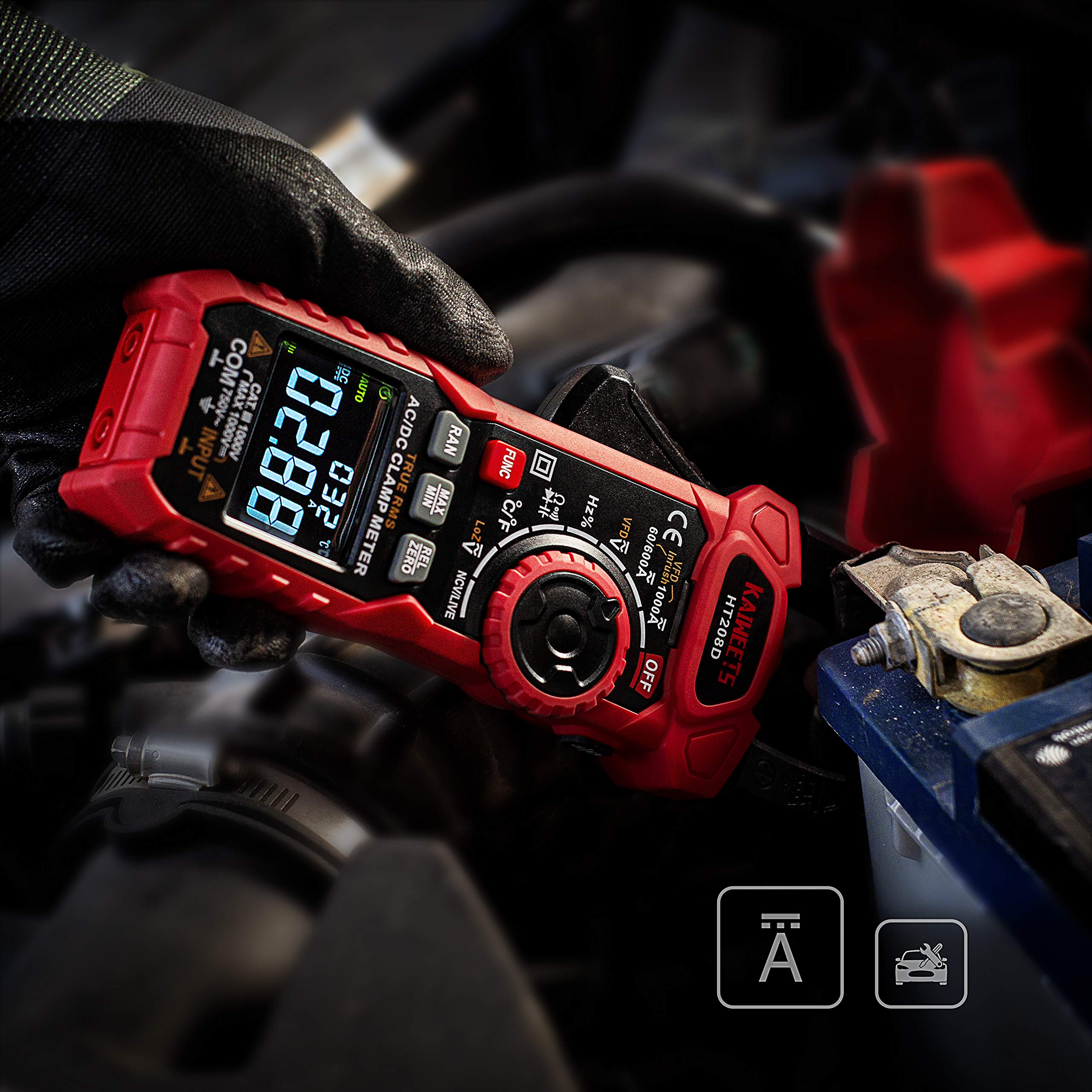 Mua KAIWEETS HT208D Inrush Clamp Meter 1000A True RMS AC/DC Current Amp ...