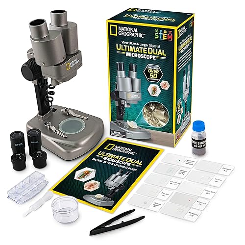 NATIONAL GEOGRAPHIC Dual LED Kids Microscope - 50+ pc Science Kit with ...