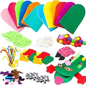 Amazon.com: WATINC 12Pcs Hand Puppet Making Kit for Kids Art Craft Felt ...