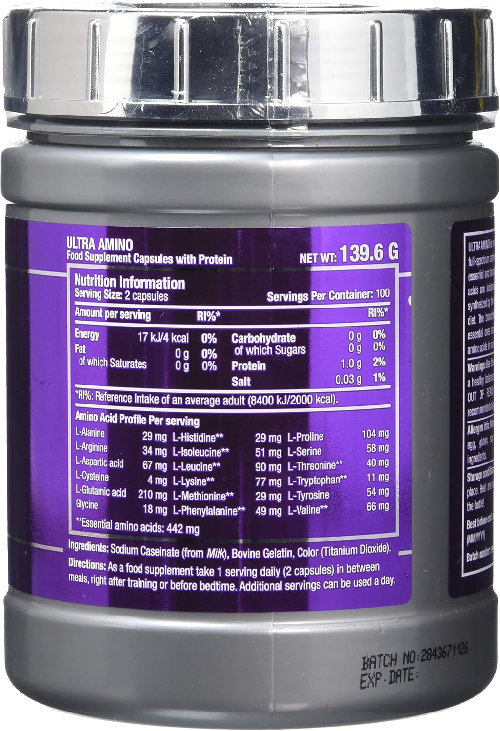 Scitec Nutrition Ultra Amino Complete Milk Protein Amino Capsules – 200 ...