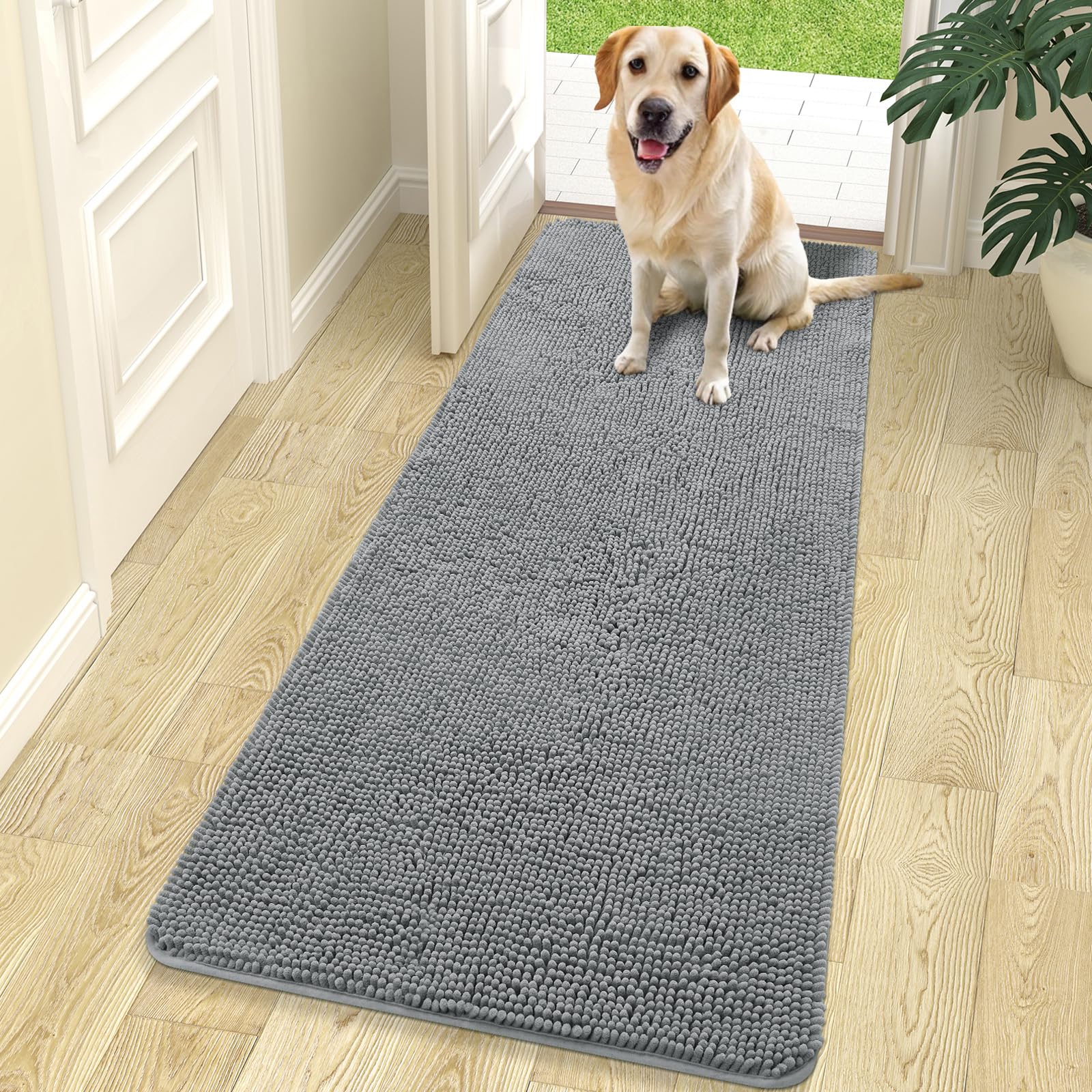 OLANLY Dog Door Mat for Muddy Paws 70x24, Absorbs Moisture and Dirt ...