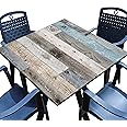 Amazon.com: Farmhouse Square Fitted Tablecloth with Elastic Edge Wood ...