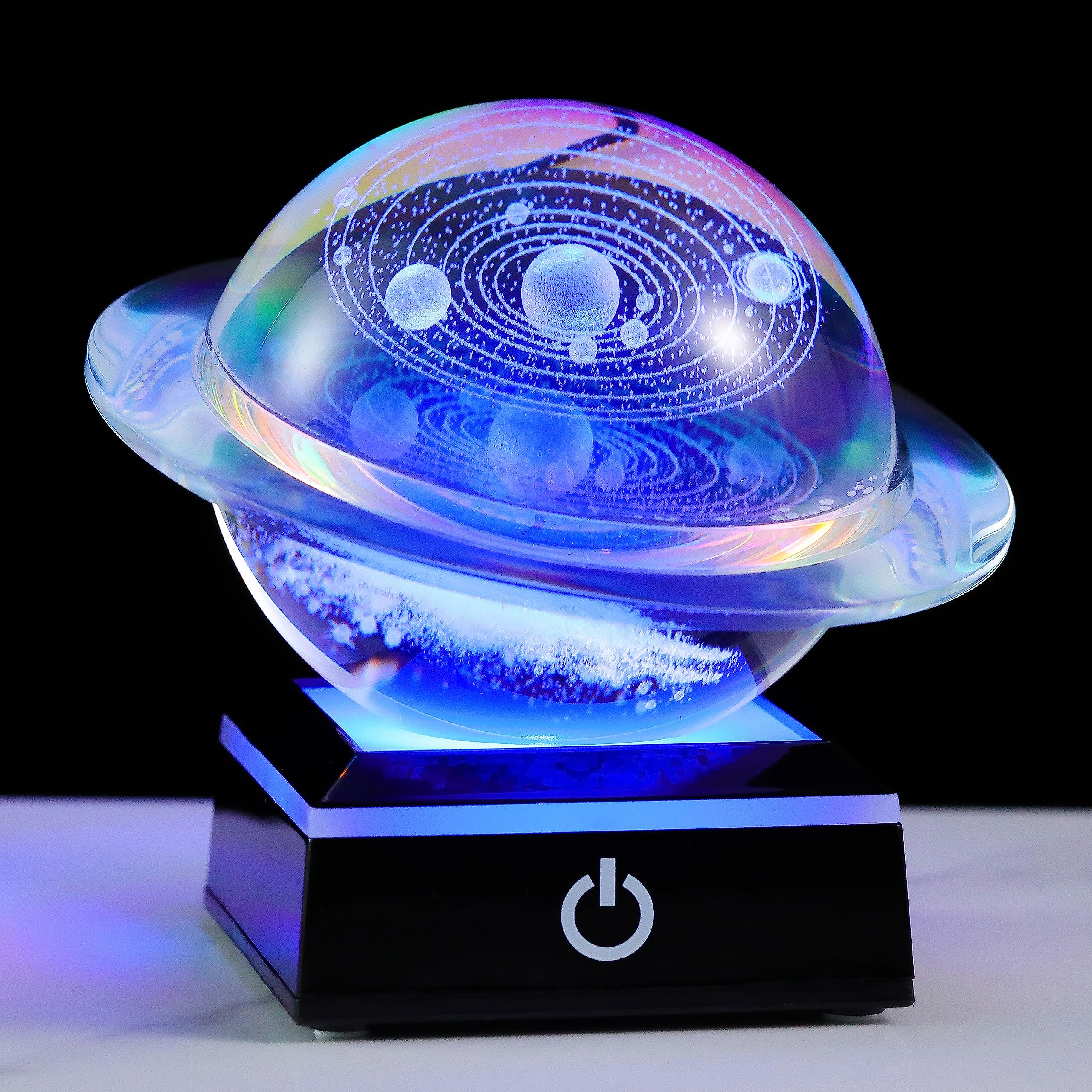 3d Solar System Model Galaxy Crystal Ball 80mm 3.15inch - Saturn Shape ...