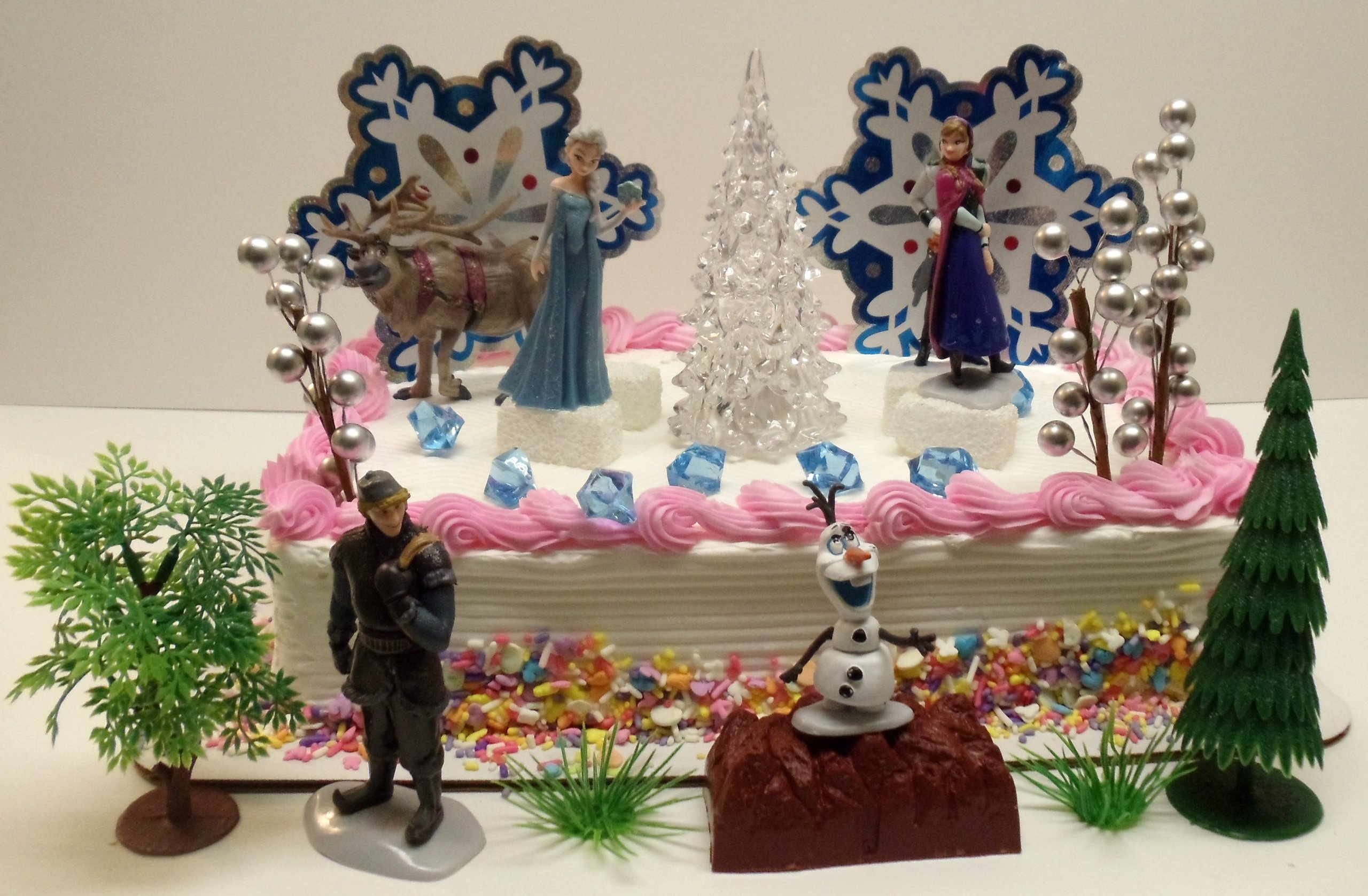 Buy Elsa and Anna Frozen Winter Themed 17 Piece Birthday Cake Topper ...