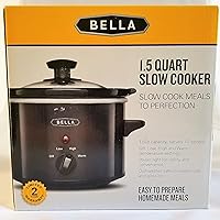 Amazon.com: BELLA 1.5 Qt Quart Slow Cooker Crock w/Tempered Glass Lid ...