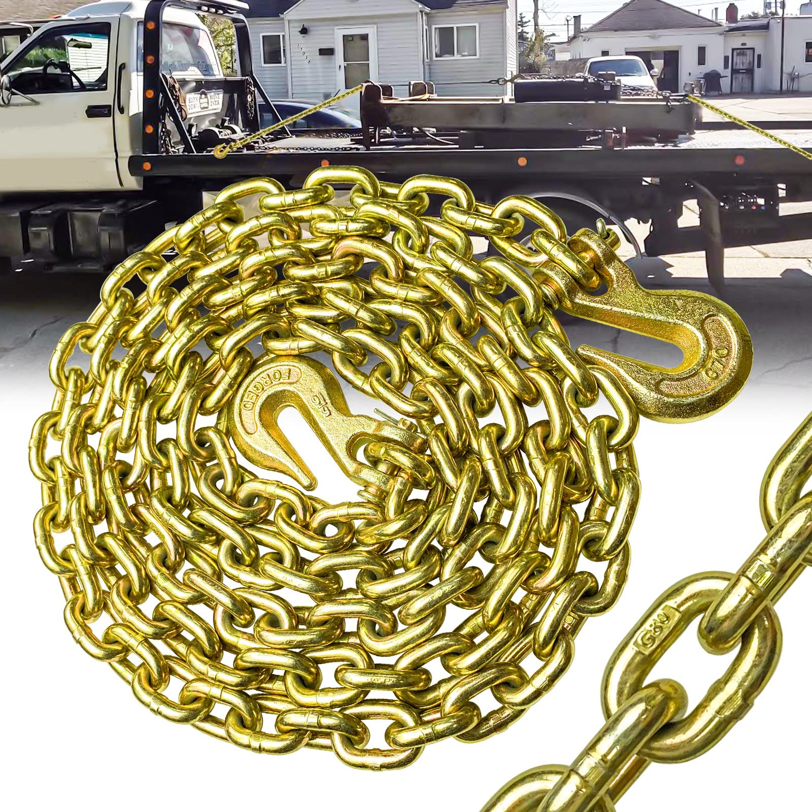 FITHOIST G80 Transport Binder Chain 5/16 Inch x 20 Foot | Tow Chain ...
